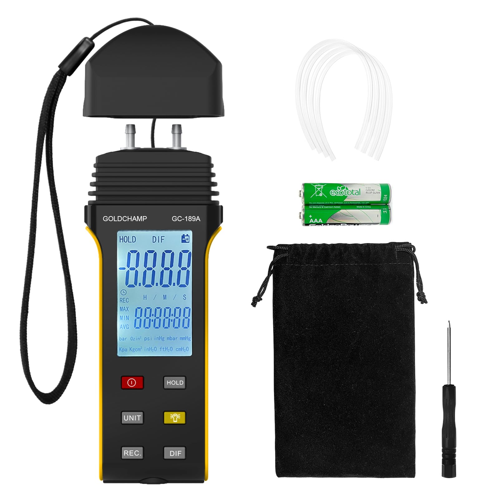 Digital Manometer Professional Air Pressure Meter Gas Pressure Tester ...