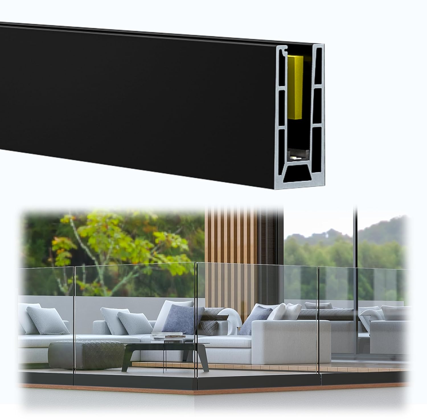 Amazon.com: Muzata 1 Pack Glass Railing Base Rail Channel Aluminum ...