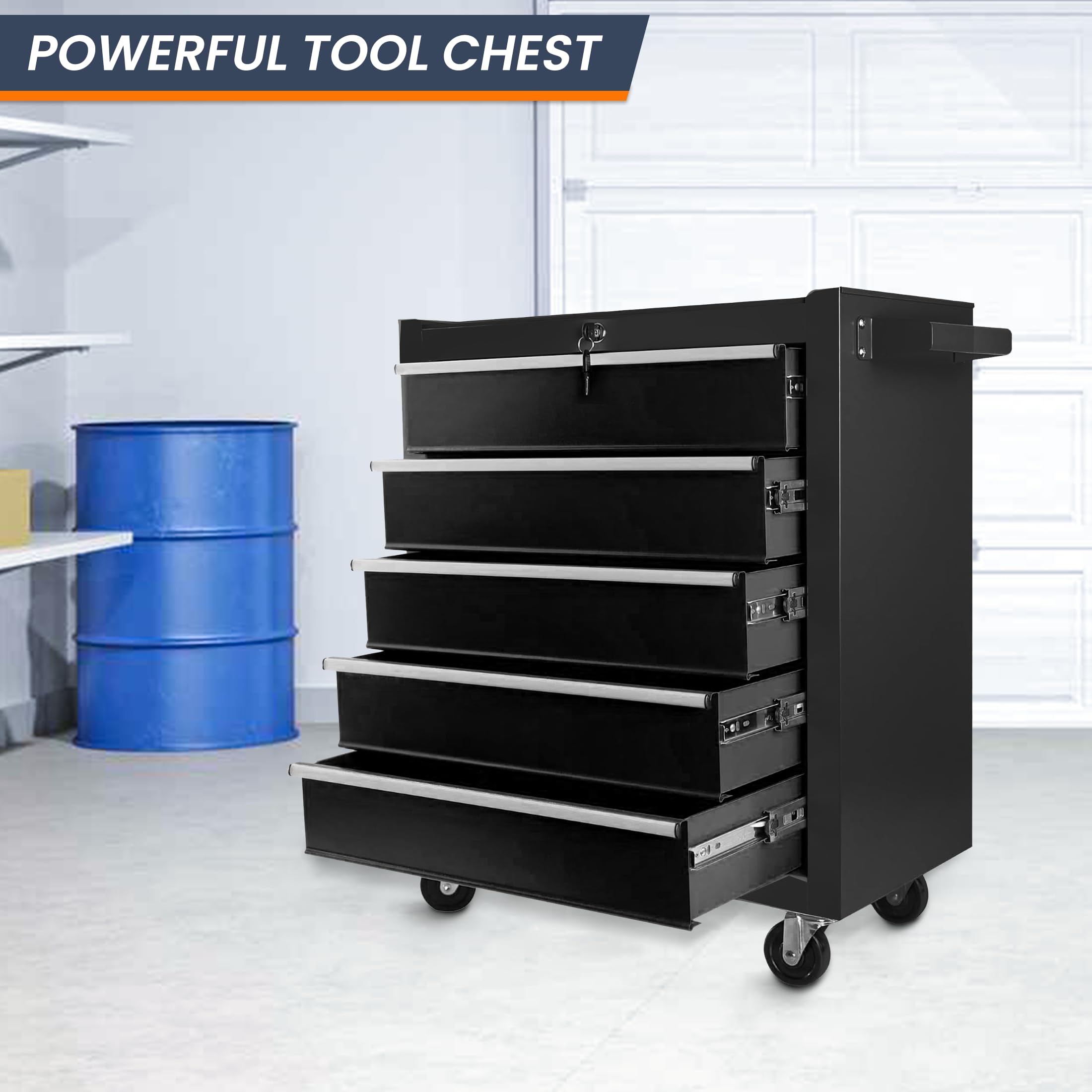 5 Drawer Rolling Tool Chest, Rolling Tool Chest with Drawers, Rolling ...