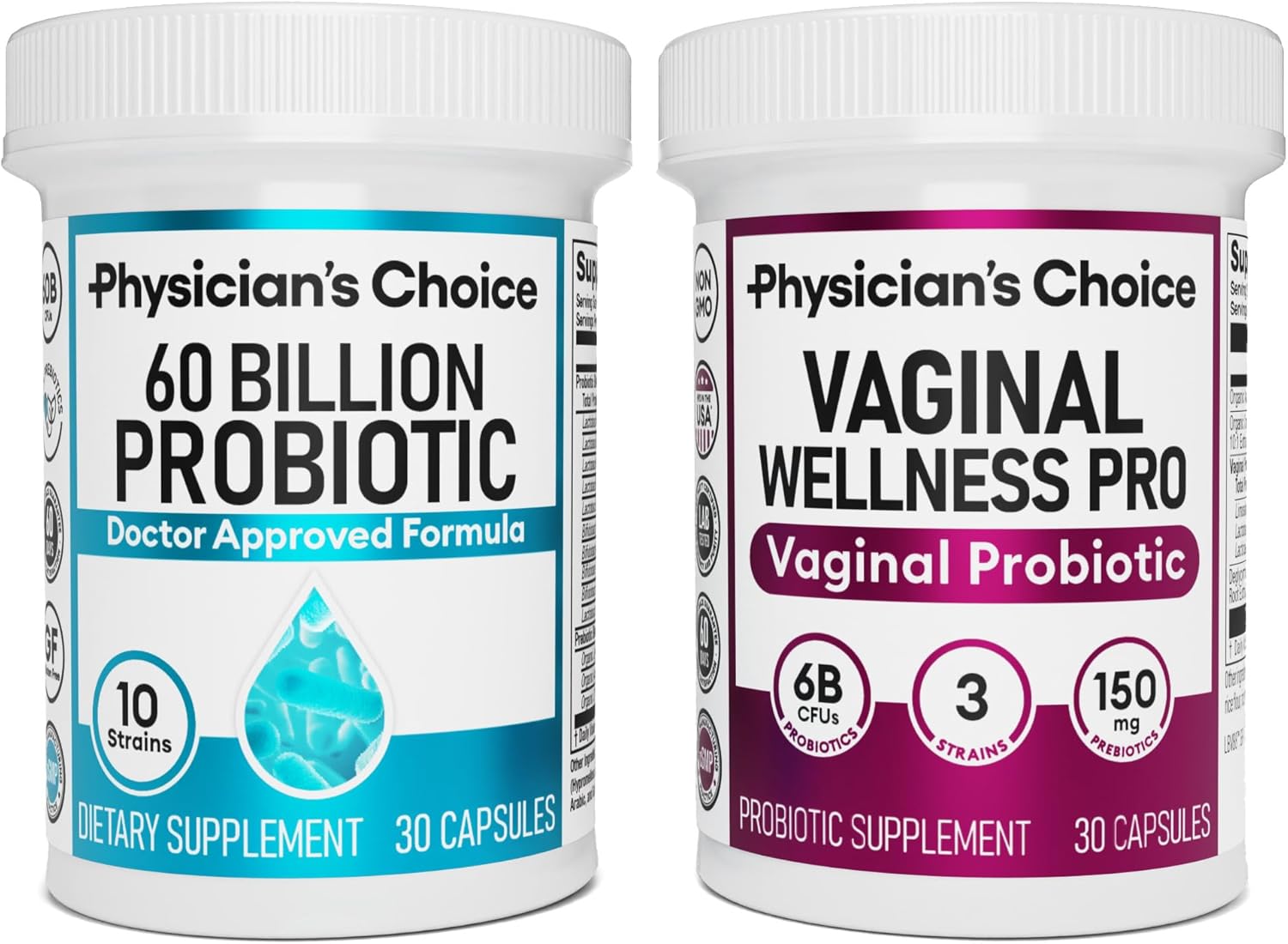 Physician’s CHOICE Probiótico vaginal + 60 mil millones de probióticos ...
