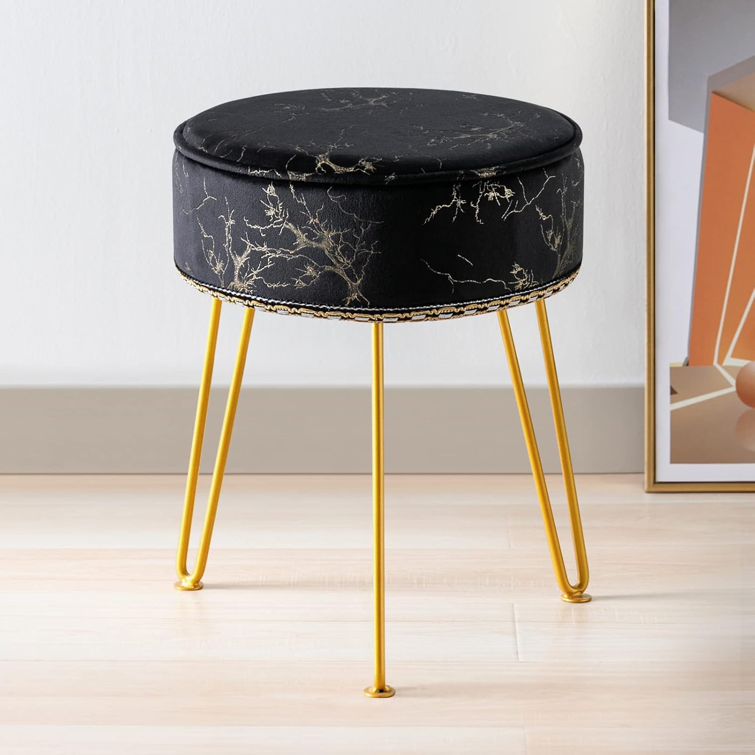 Amazon.com: Soohow Vanity Chair Foot Stool Ottoman, Round Small Vanity ...