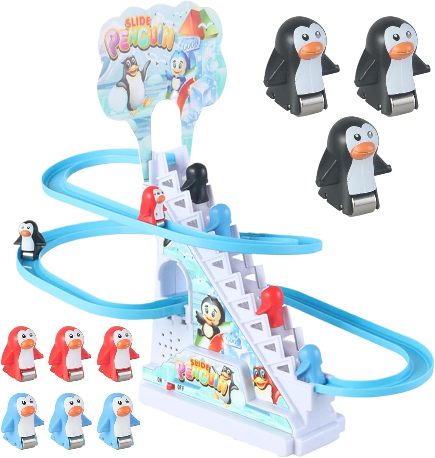 Amazon.com: LED Musical Penguin-Race Track – Roller Coaster Slide Toy ...