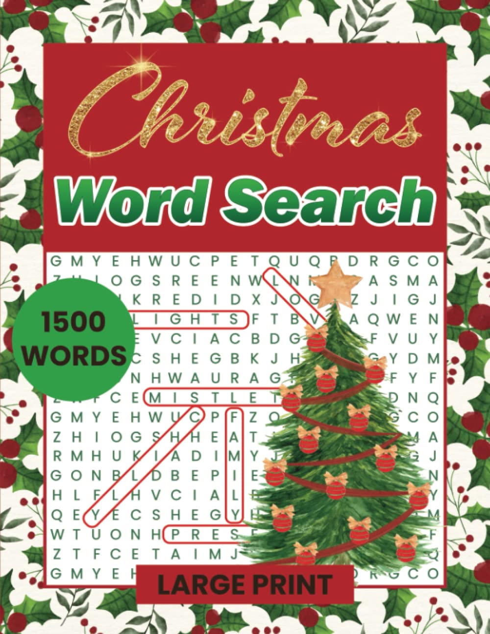 Christmas Word Search Large Print: Christmas Themed Word Find Puzzle ...