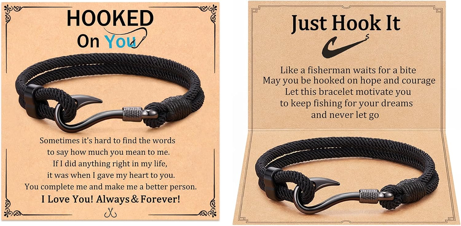 Amazon.com: KOXMOON Fish Hook Bracelet Gifts for Men: Clothing, Shoes ...