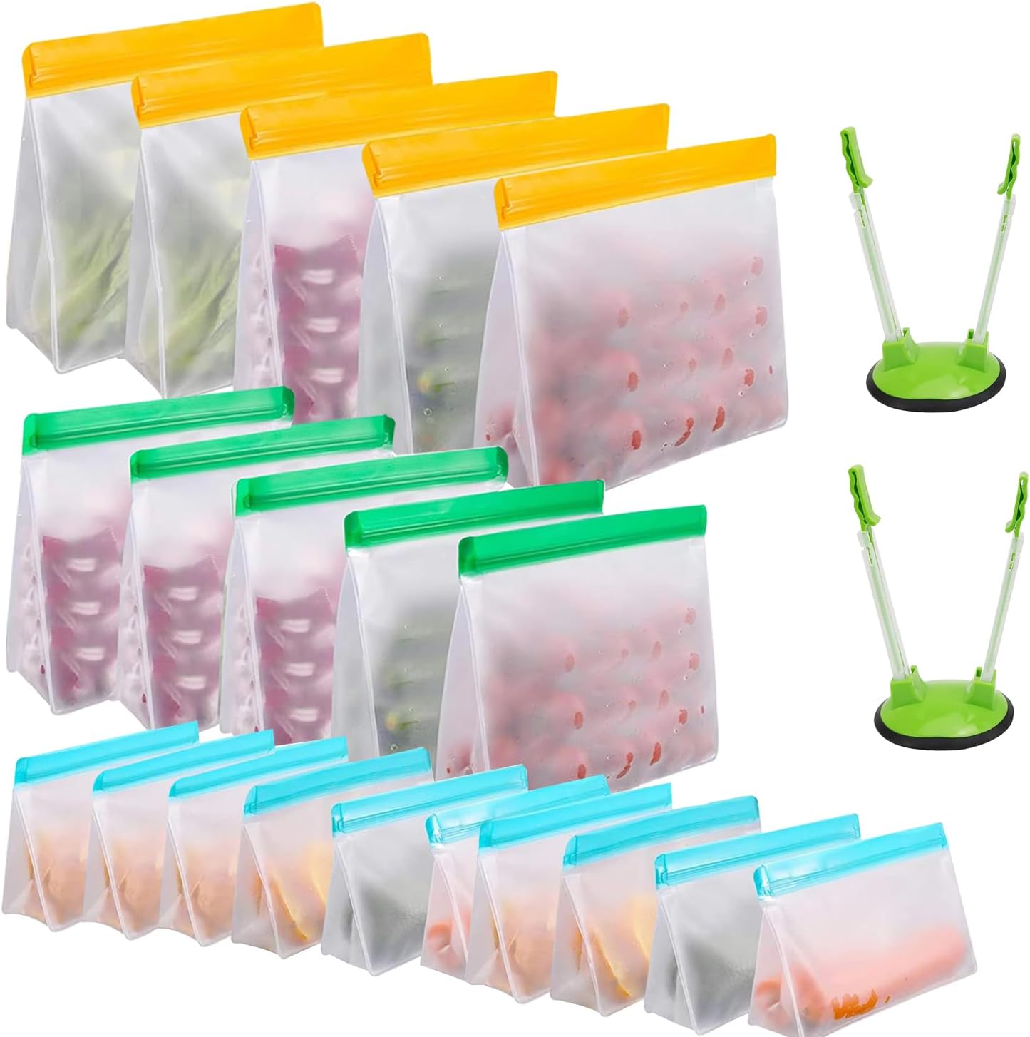 Amazon.com: Reusable Food Storage Bags- 20 Pack Leakproof Reusable ...
