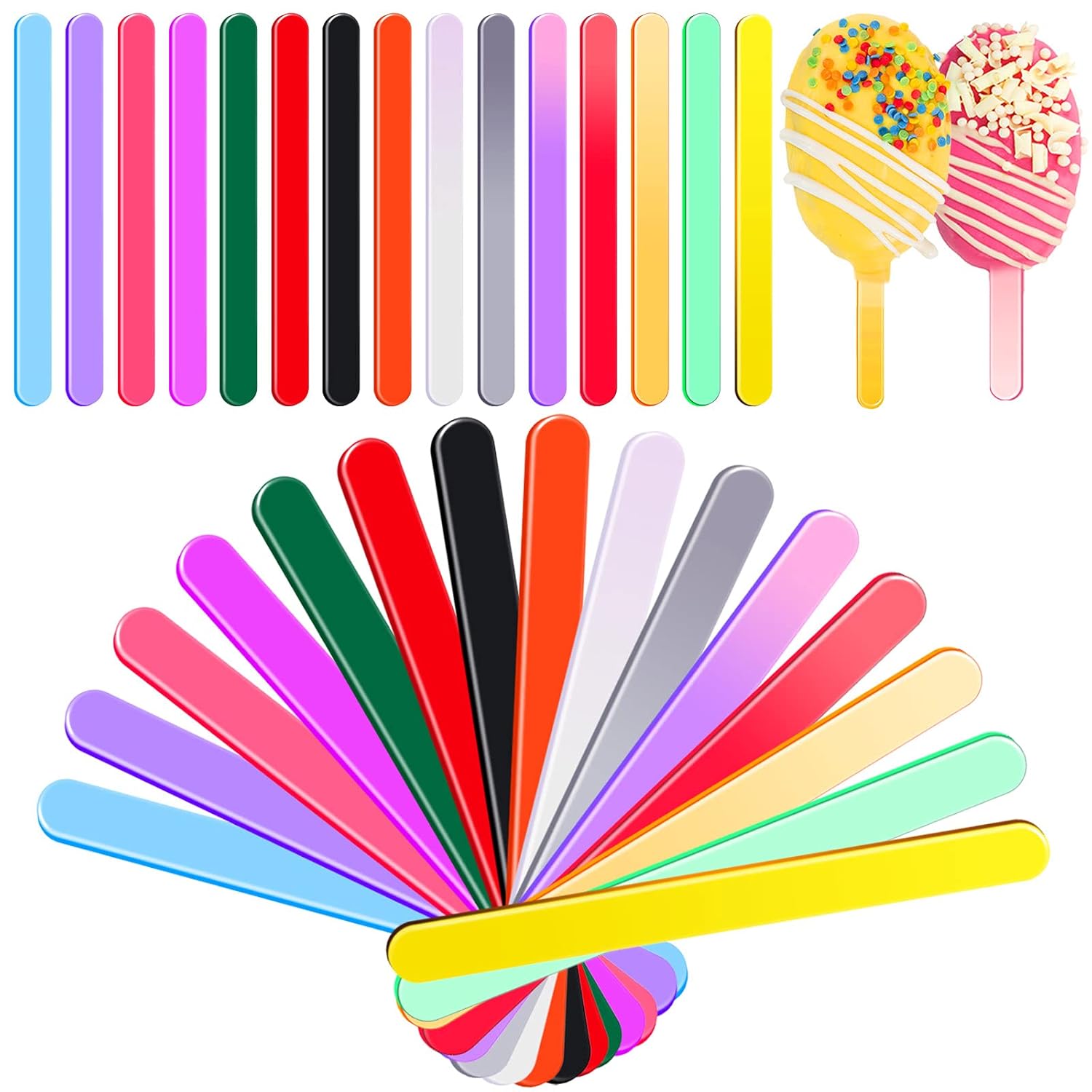 Buy 150 Pieces Acrylic Cakesicle Sticks Reusable Party Craft Sticks ...