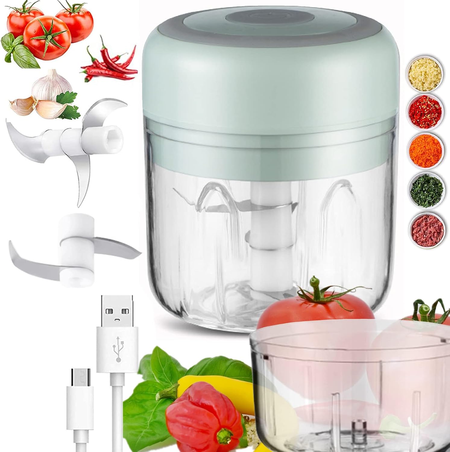 Amazon.com: PhantomSky Garlic Chopper Crusher Mini Electric Food ...