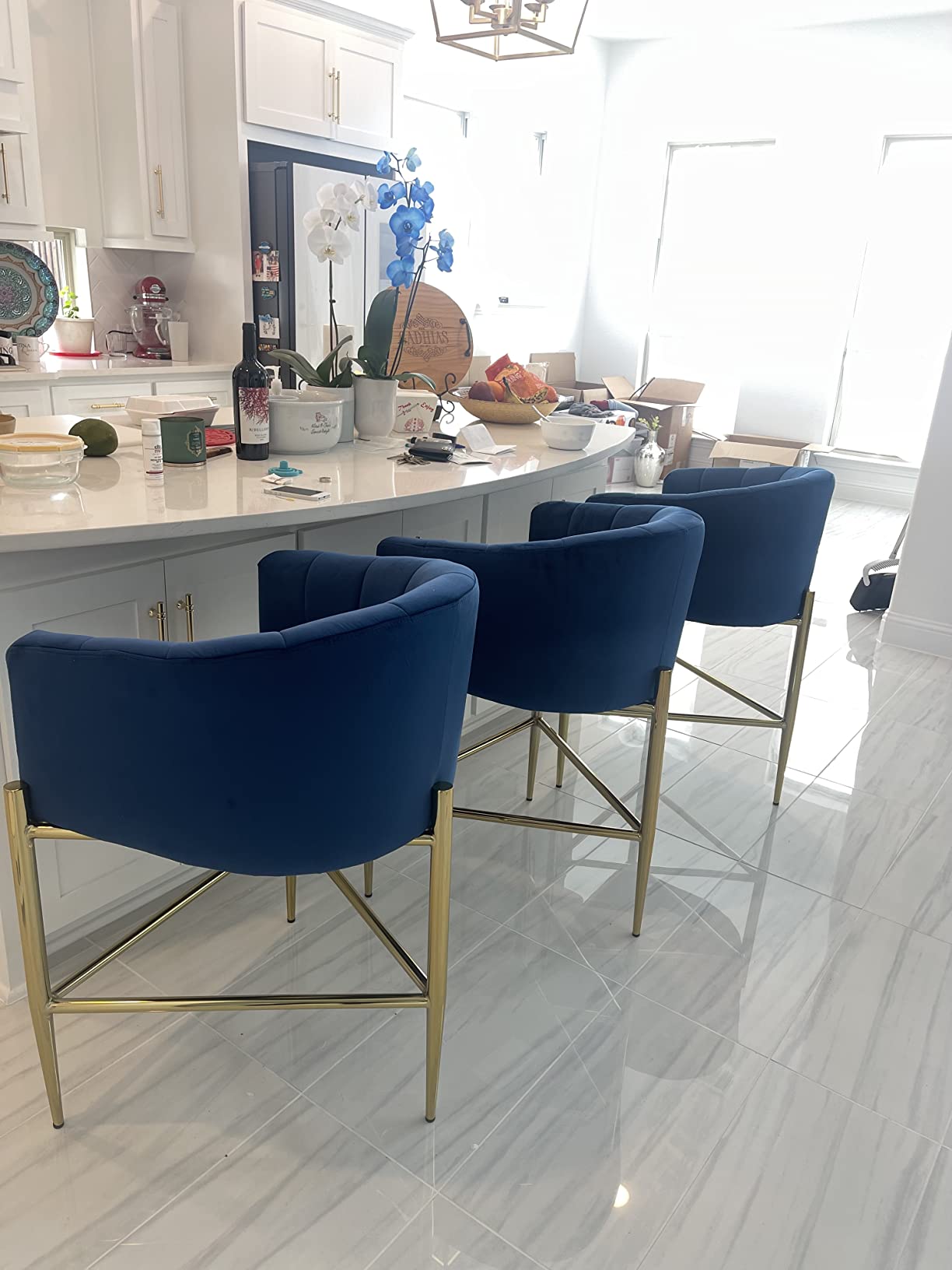 $42/mo - Finance Cyrene Bar Stool Chair Velvet Upholstered Shelter Arm ...