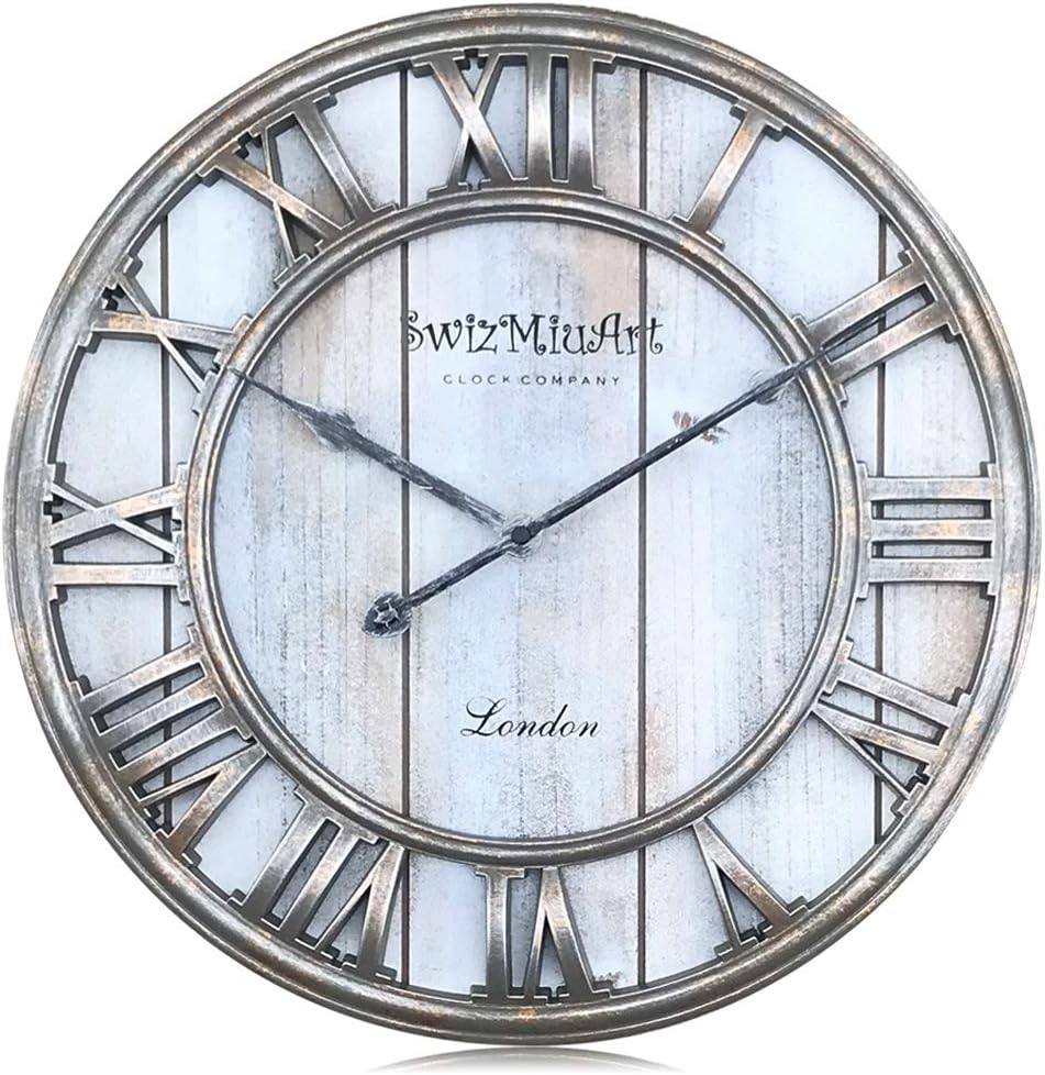 Amazon.com: SWIZMIUART 16 Inch Rustic Wood Wall Clock Farmhouse Vintage ...