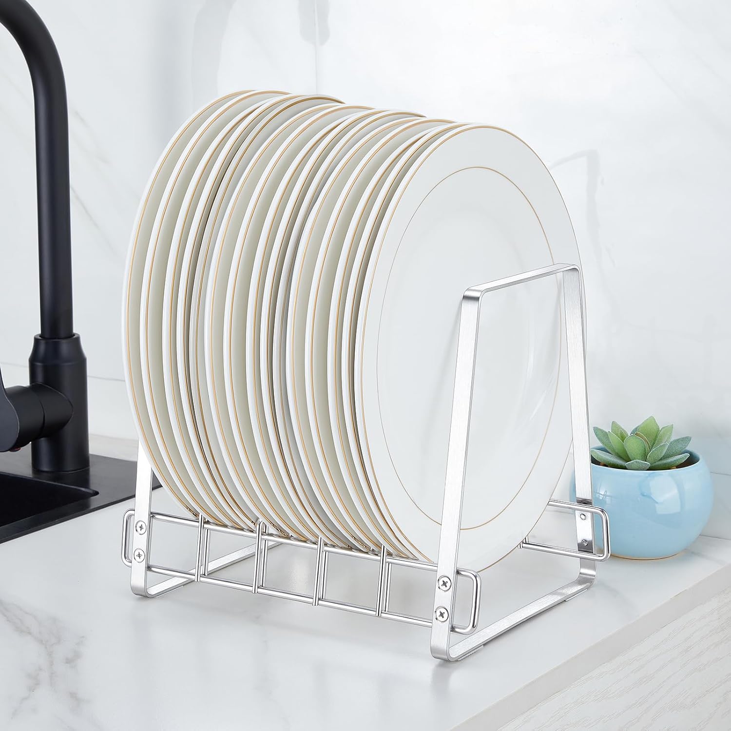 Amazon.com - Plate Organizer for Cabinet Space Saver, Vertical Plate ...