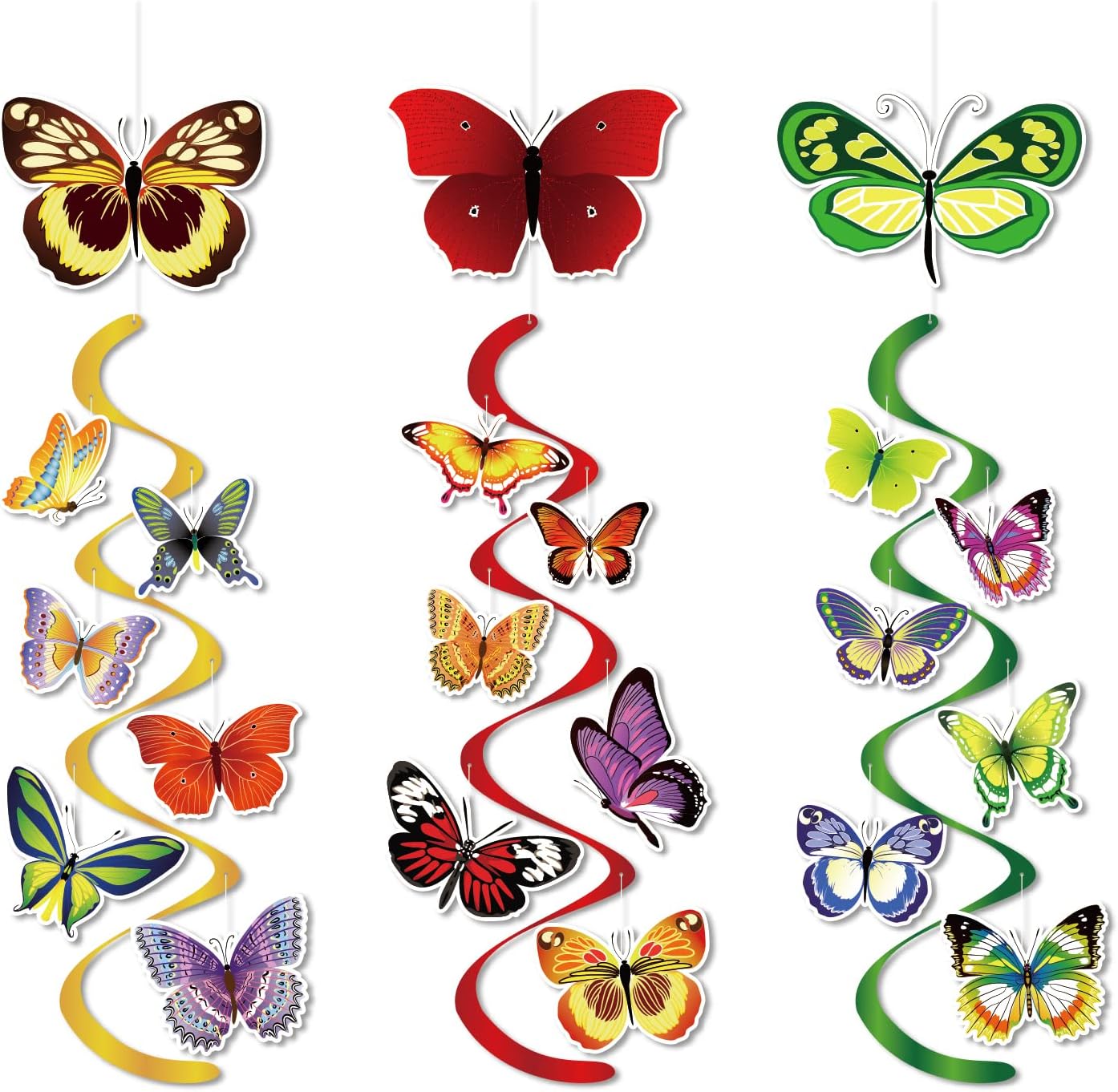 Amazon.com: 30Ct Spring Butterfly Hanging Swirl Decorations,Themed ...