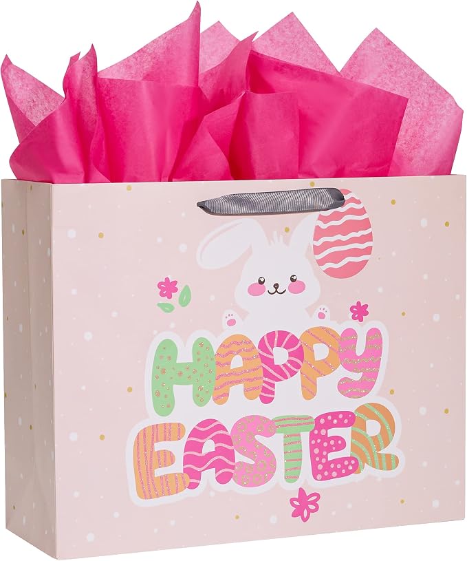 Amazon.com: Bobobag 16" Large Easter Gift Bag with Tissue Paper for ...