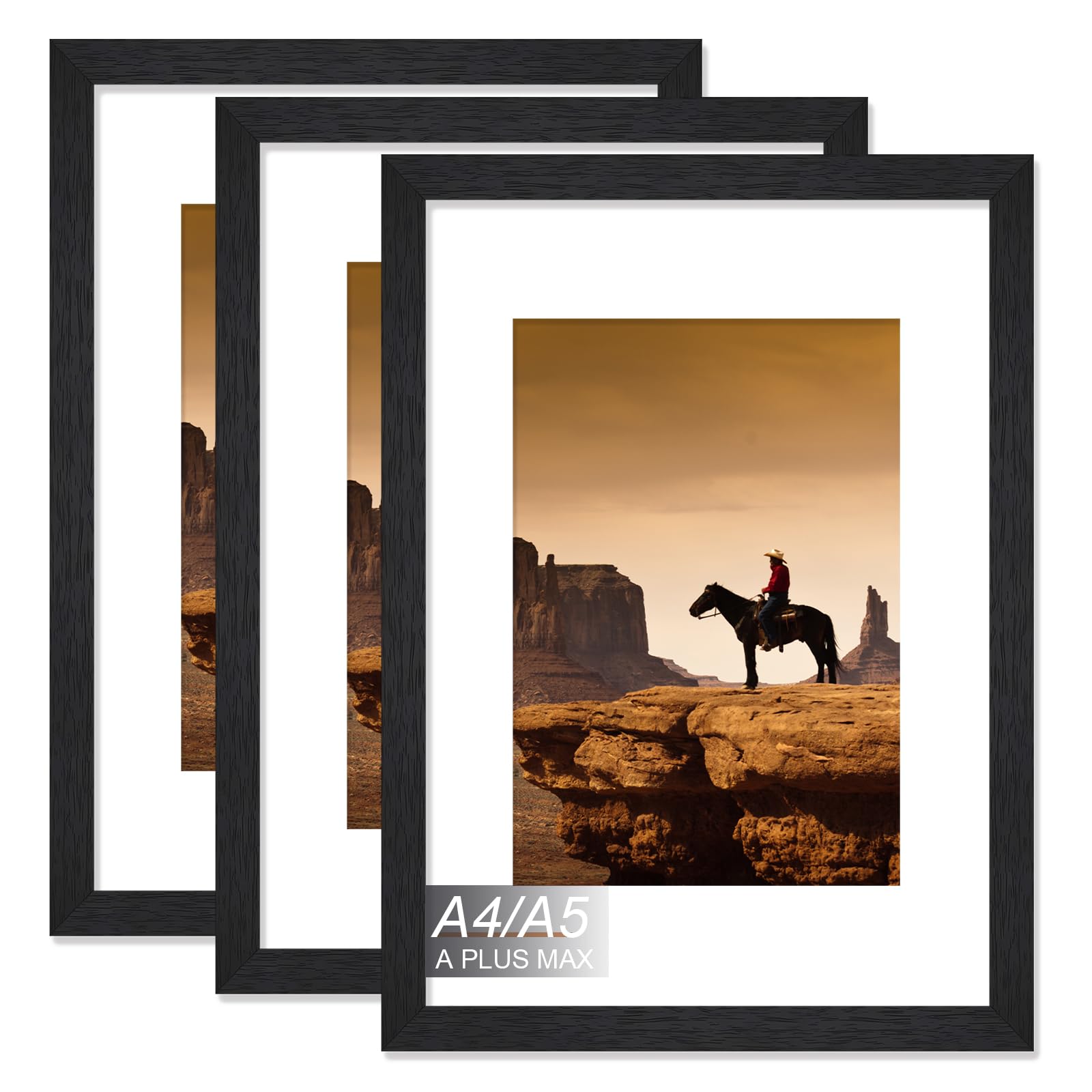 Amazon.com - A PLUS MAX Black A4 Frame Set of 3, Engineered Wood Frame Display Papaer Size A5 ...