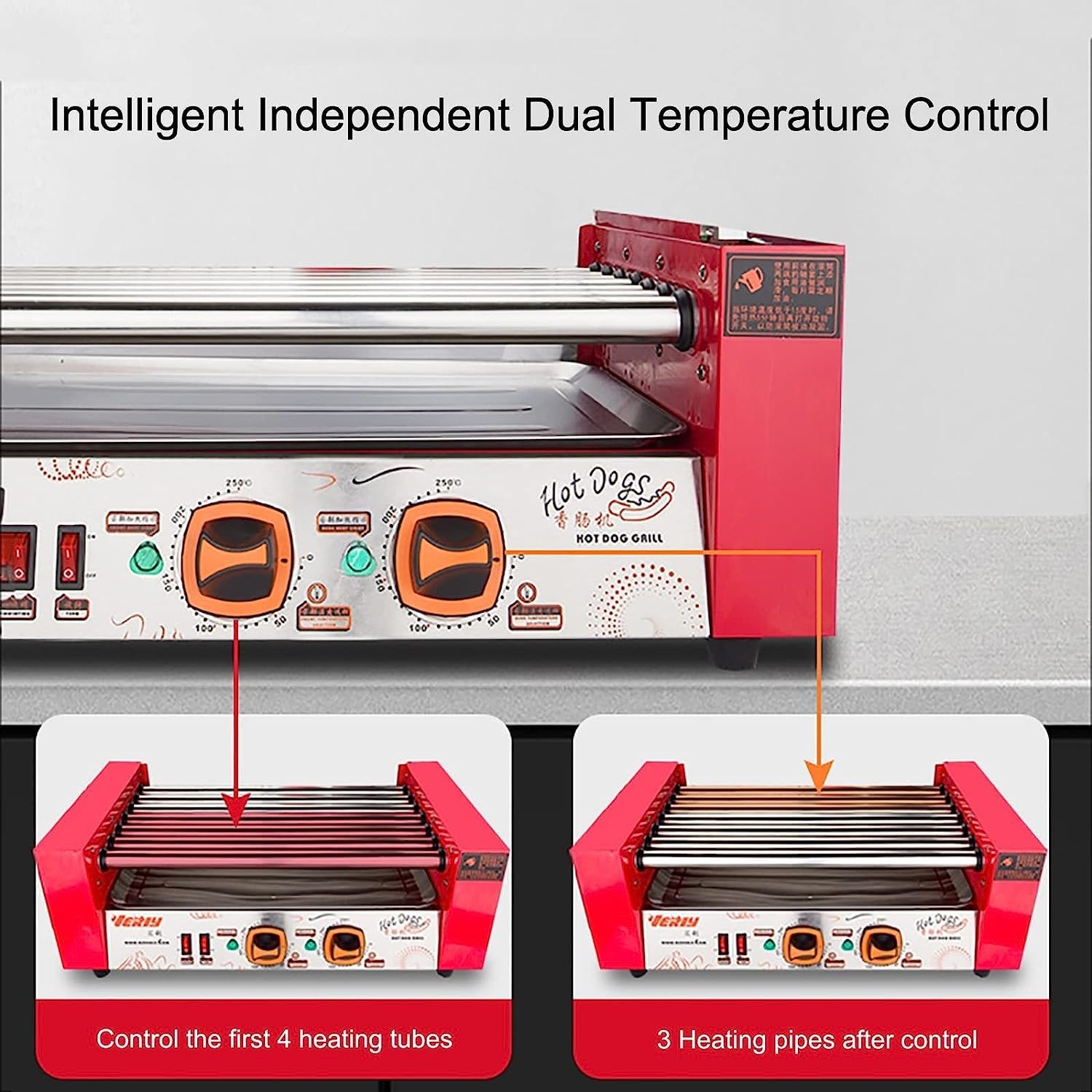 Hot Dog Cart SKYSHALO Hot Dog Roller 5 Rollers 12 Hot Dogs Capacity ...