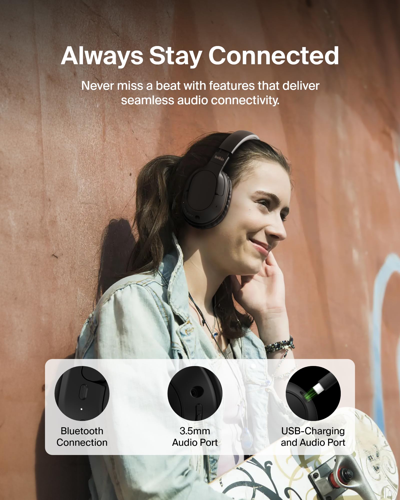 Snapklik.com : Belkin SoundForm Surround Bluetooth Over-Ear Headphones ...