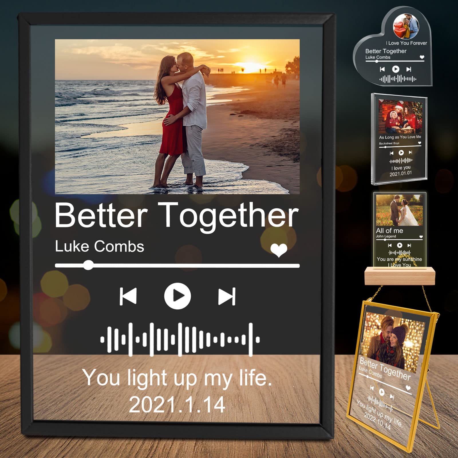 Amazon.com: PFCNYMUA Personalized Acrylic Song Plaques Photo Frame ...