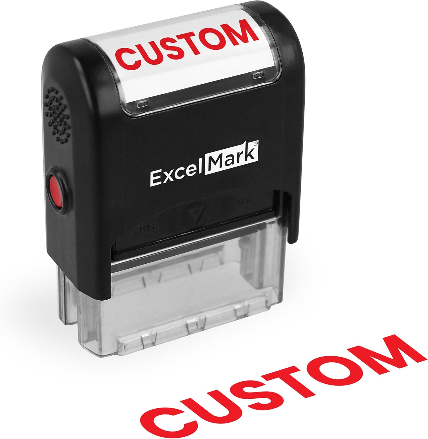 Amazon.com: ExcelMark Custom Stamp Self-Inking Rubber Stamp - Red Ink ...