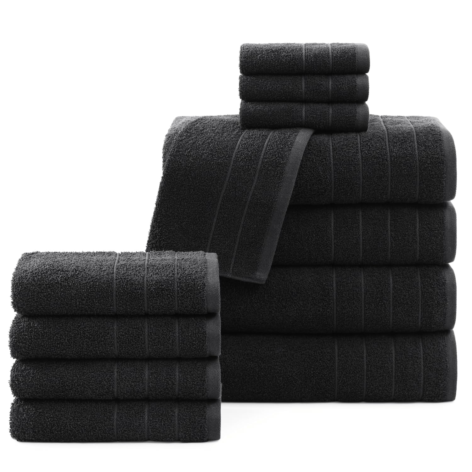 Amazon.com: Casa Platino Black Towels Bathroom Sets, 12 Piece Towels ...