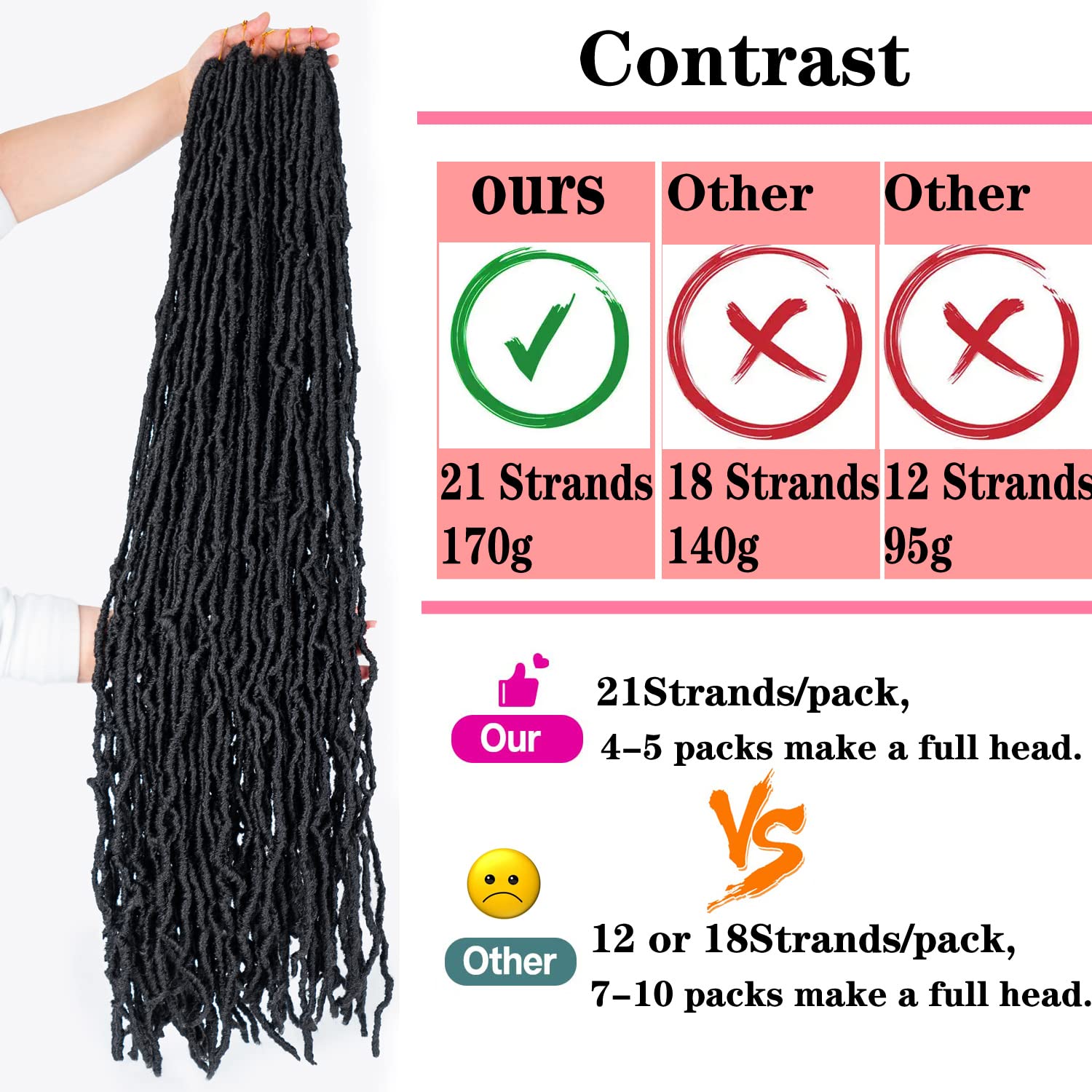 Buy 36 Inch New Soft Locs Crochet Hair Faux Locs Crochet Braids Hair 21 ...