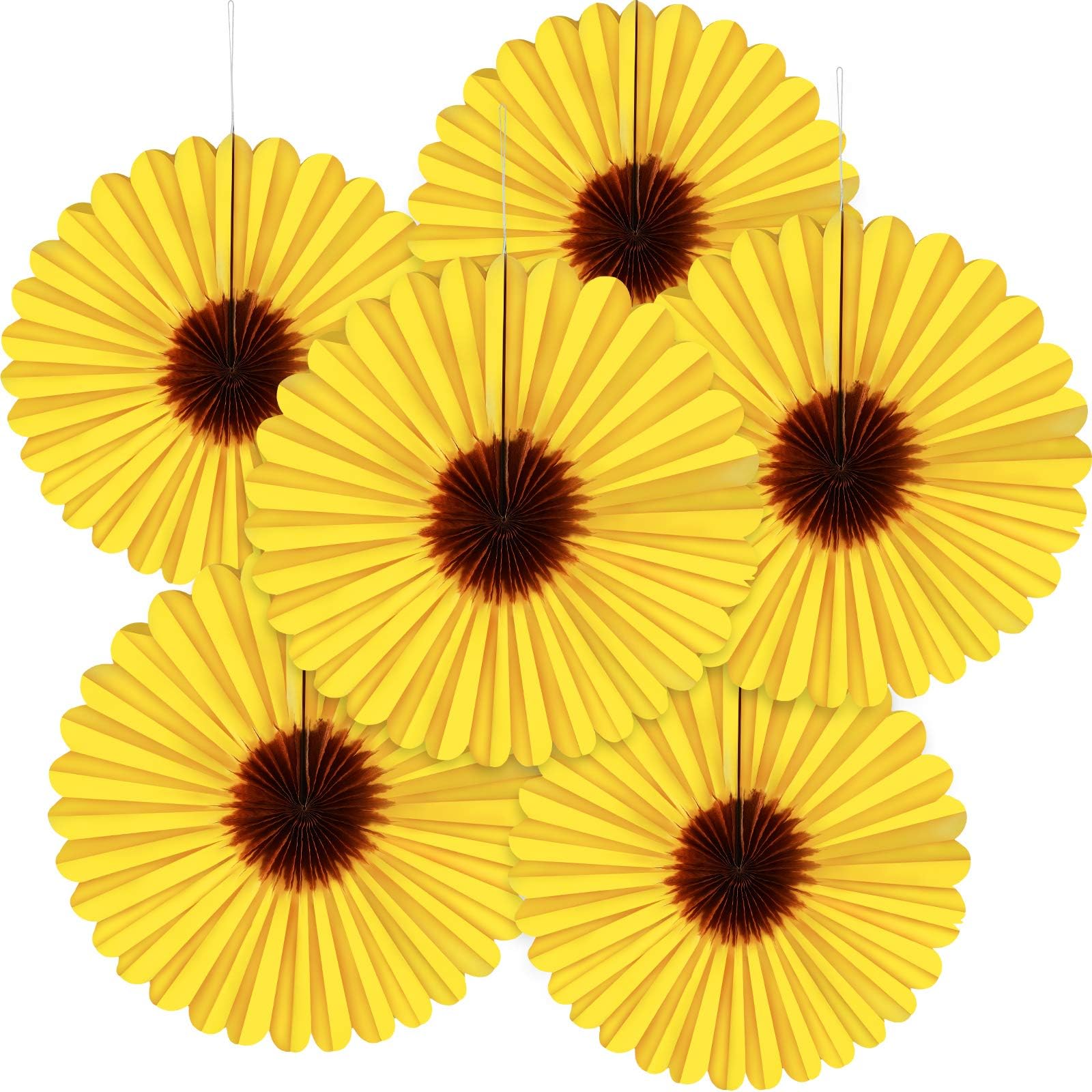 Amazon.com: Blulu 12 Pcs 18 Inch Sunflower Paper Hanging Fans Girasoles ...