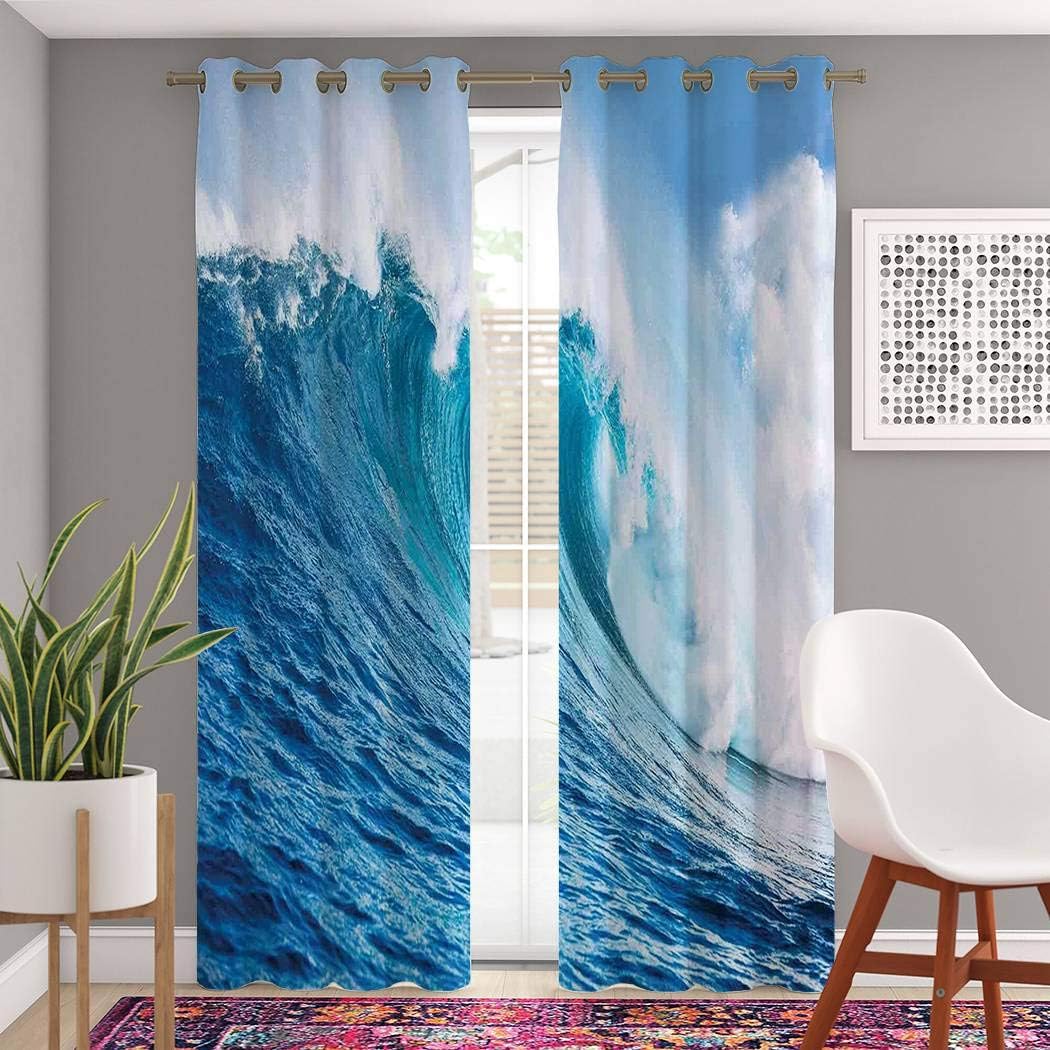 Amazon.com: MOOTFAY Ocean Curtains, Large Powerful Pasific Sea Storm ...