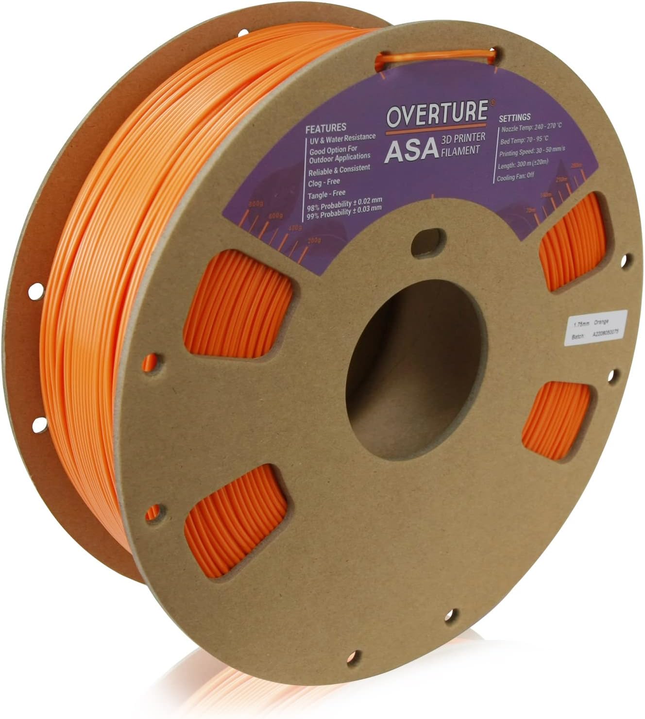 Amazon.com: OVERTURE ASA Filament 1.75mm Premium Anti-UV 3D Printer ...