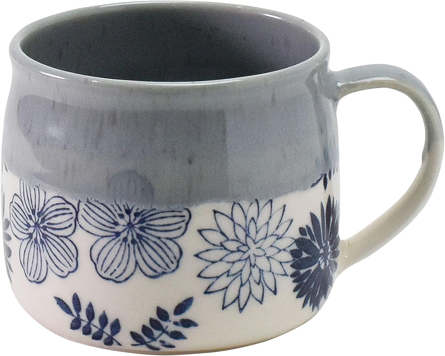 Amazon.co.jp: aito製作所 「 ガーデン Garden 」 マグカップ 大きめ 約400ml 花柄 灰 グレー 美濃焼 食洗機対応 日本製 : ホーム＆キッチン
