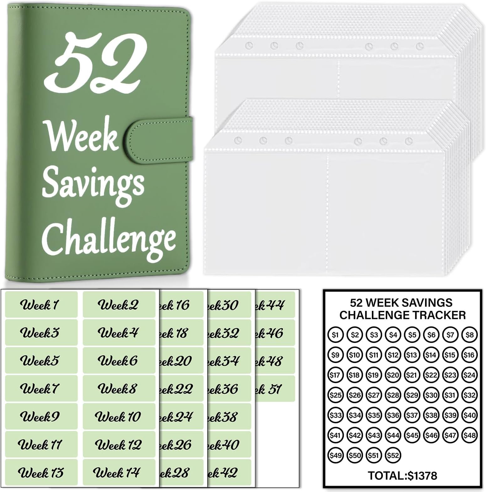 Amazon.com : Qyeahkj 52 Week Money Saving Challenge Binder Kit A5 ...