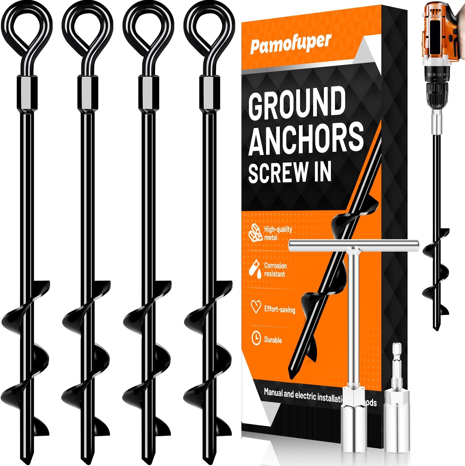 Amazon.com : Ground Anchors Screw in Heavy Duty, 4 Pack High Wind ...