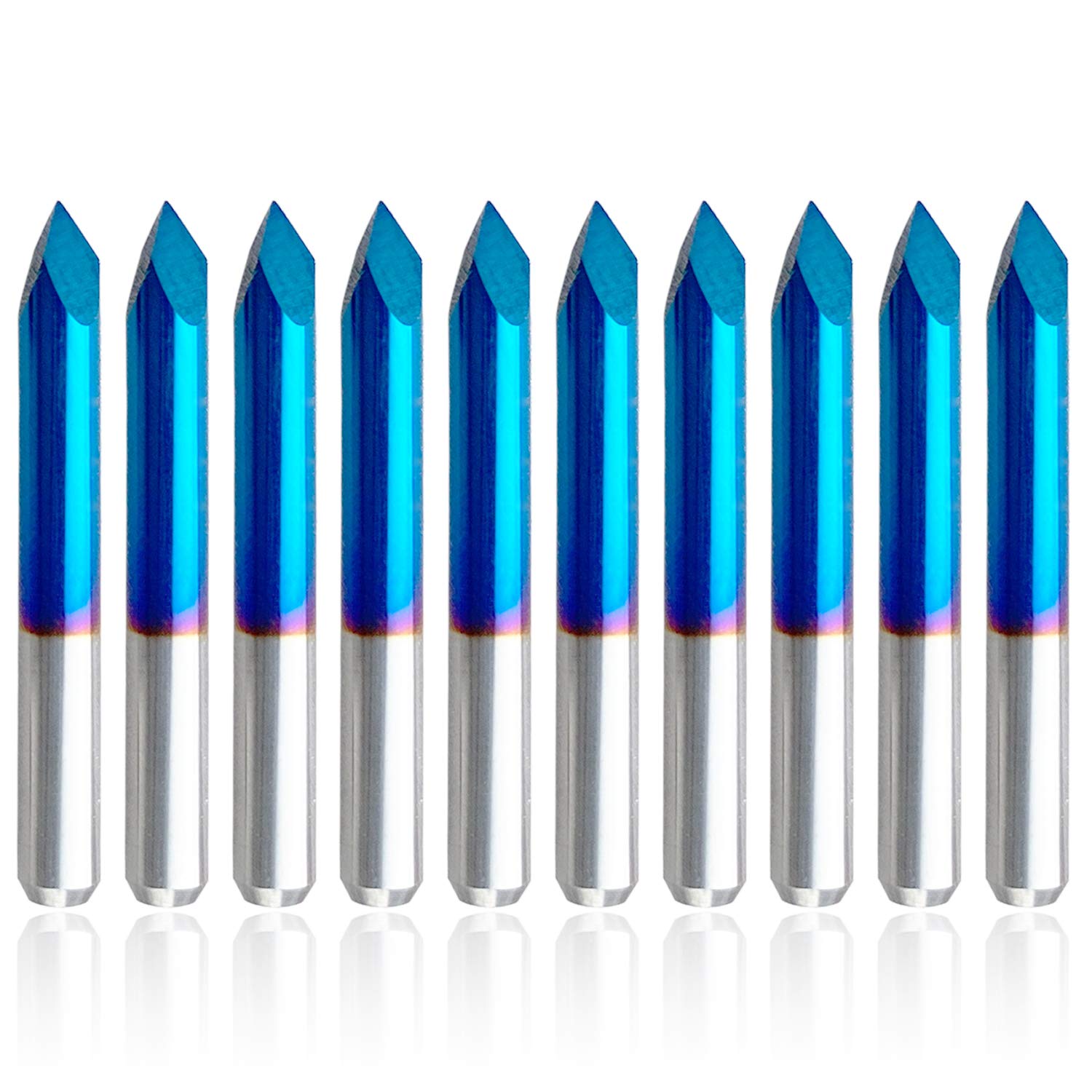 10pcs Triangular CNC Router Bits V-Bit, 60 Degree 0.1mm Engraving Bits ...