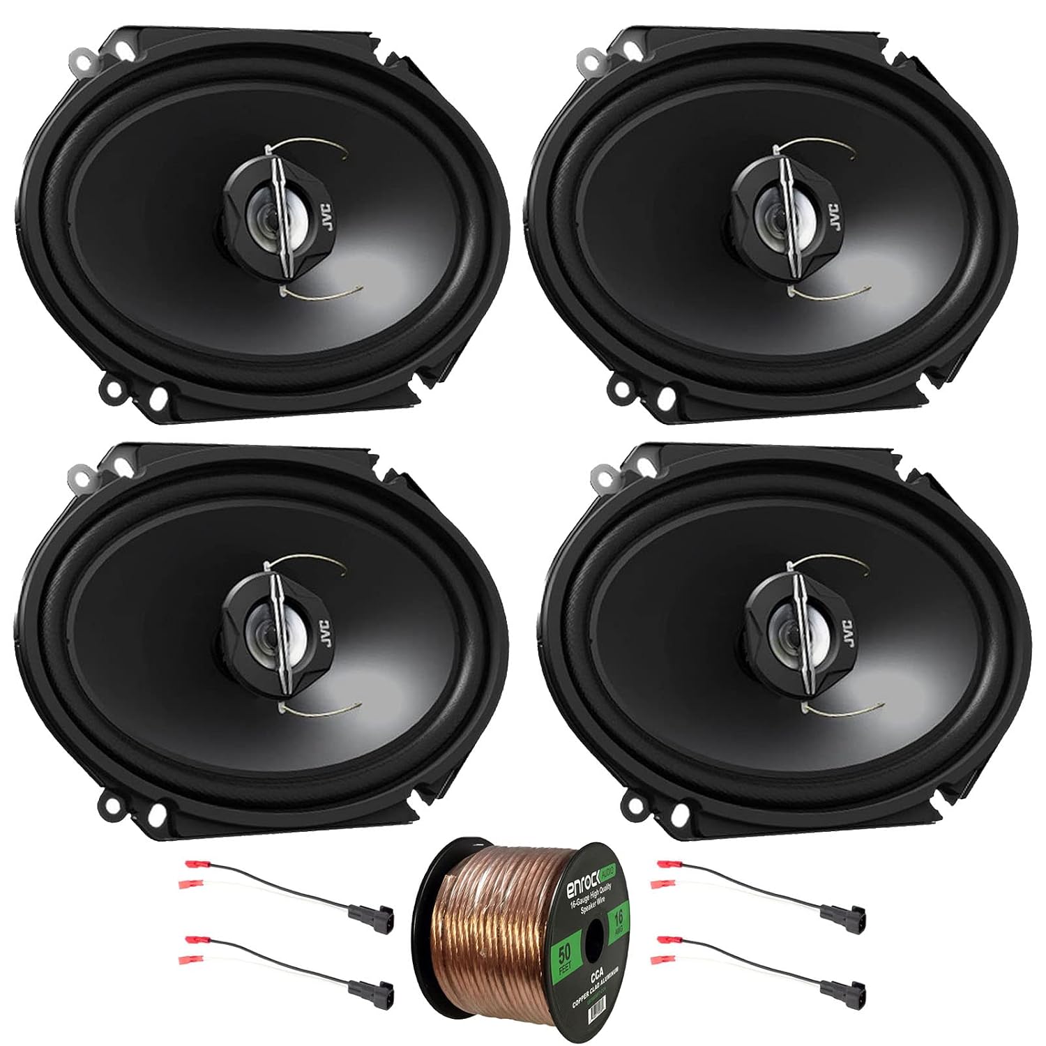 JVC Car Speaker Set Combo of 4 6"x8" 250 Watts 2-Way Coaxial Car Audio ...