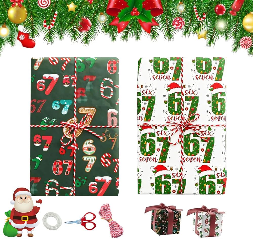 Amazon.com: Christmas Stocking Stuffer 2 Pcs 67 Wrapping Paper ,67 Meme ...