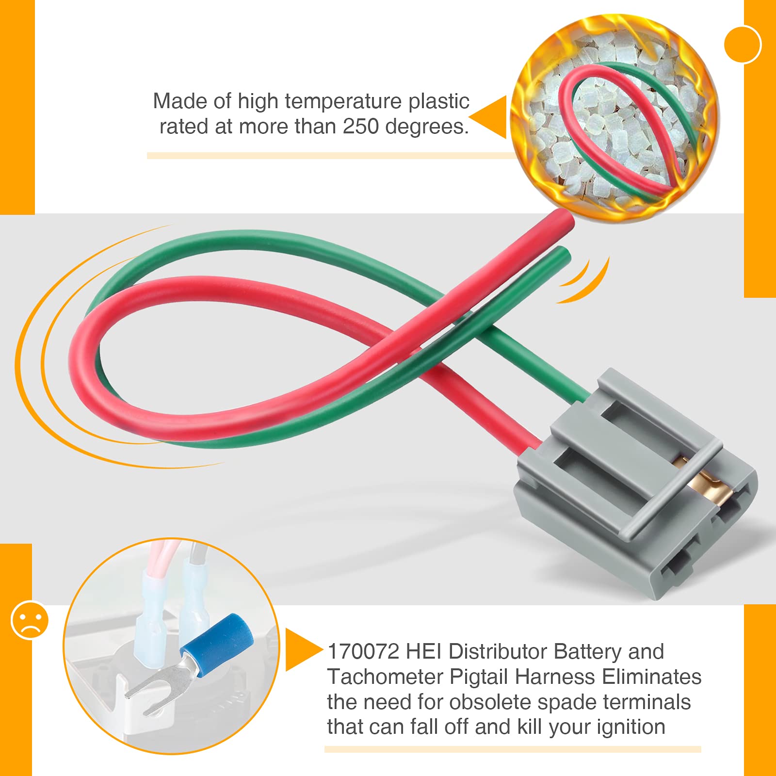 Snapklik.com : 2 Pack HEI Distributor Pigtail Wire Harness 12 Volts ...