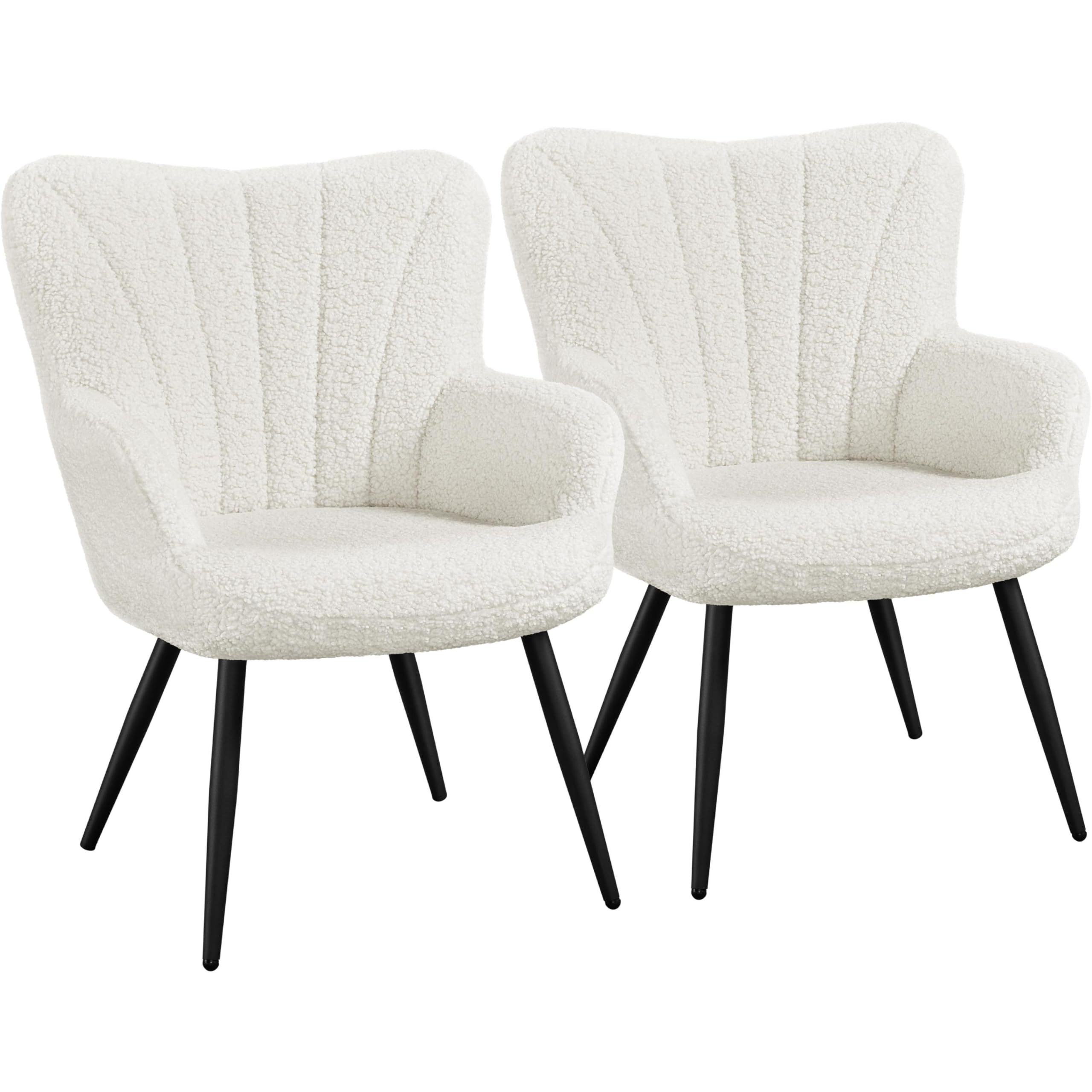 Amazon.com: Yaheetech Boucle Accent Chair, Modern Fuzzy Sherpa Armchair ...