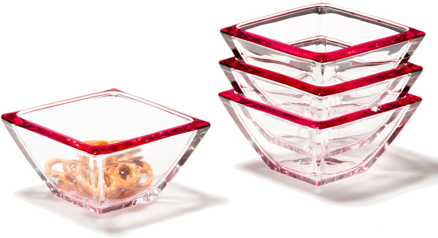 Amazon.com: LEONARDO Set/4 Bowl 13 red Corner : Home & Kitchen