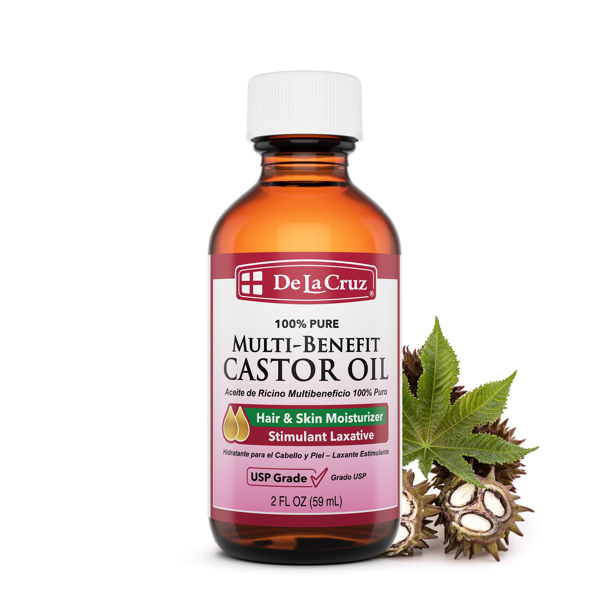 De La Cruz Pure Castor Oil, Expeller-Pressed, Non-GMO, USP Grade ...