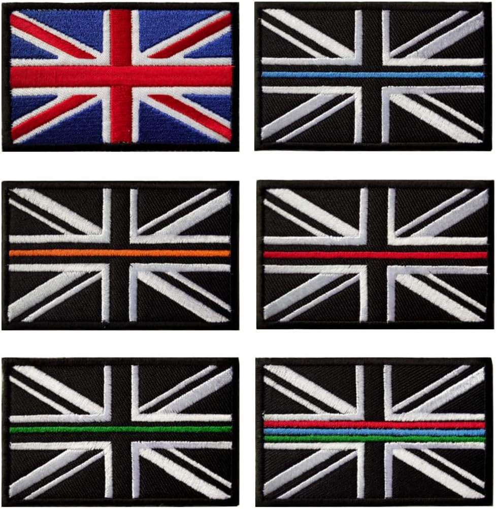 6 Pack Tactical Thin Blue Line/Red/Green UK Flag Patch Military Great ...