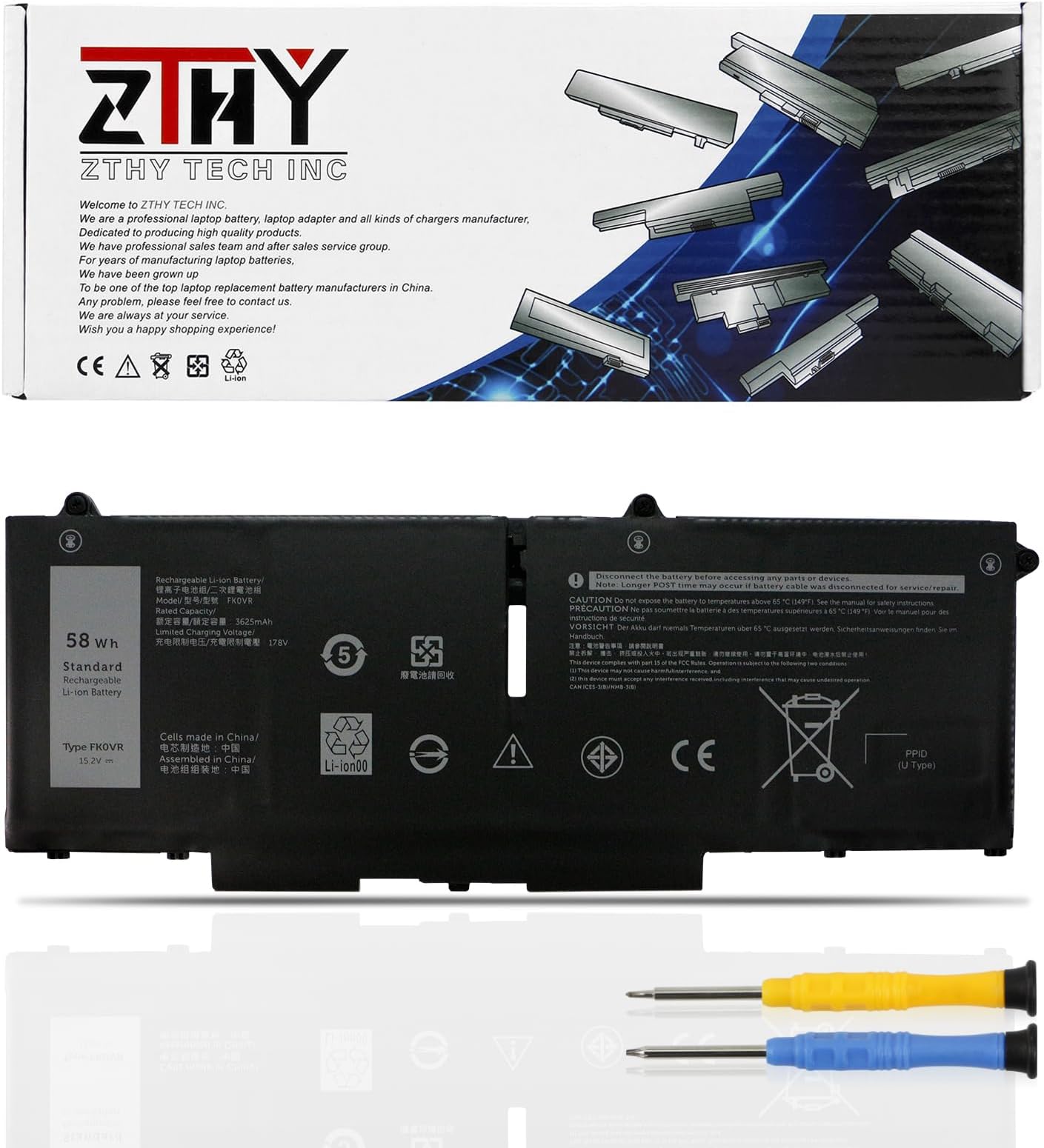 Amazon.com: ZTHY 58Wh FK0VR Laptop Battery Replacement for Dell ...