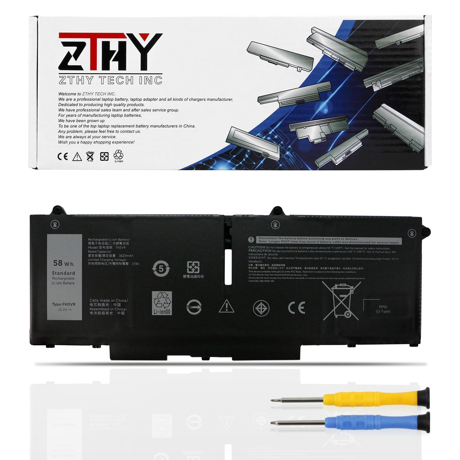 Amazon.com: ZTHY 58Wh FK0VR Laptop Battery Replacement for Dell ...