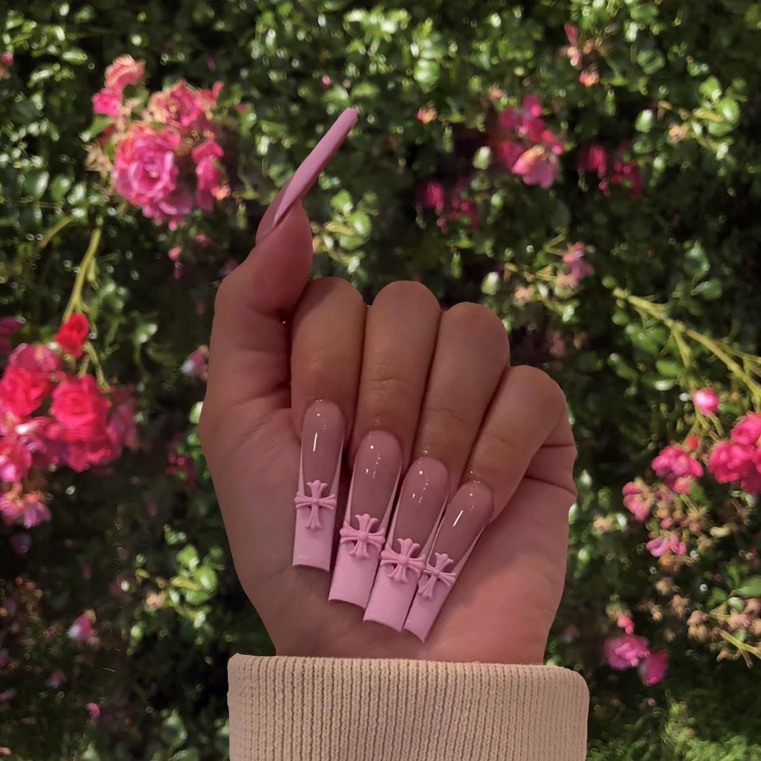Pink Cross Nail Designs