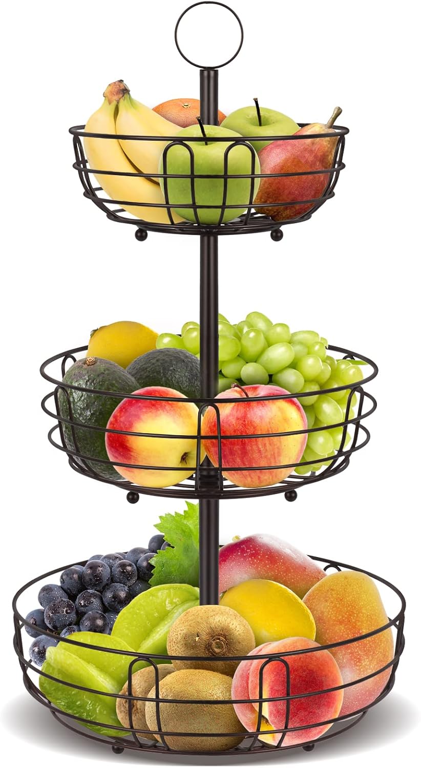 Bomclap 3 Stöckig Obstkörbe, Küche Obst Etagere aus Metall, Stehend ...
