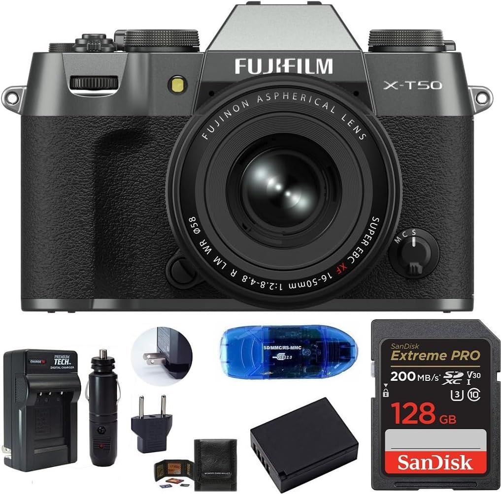 Amazon.com : FUJIFILM X-T50 Mirrorless Camera with XF 16-50mm Lens (Charcoal Silver) Bundle ...