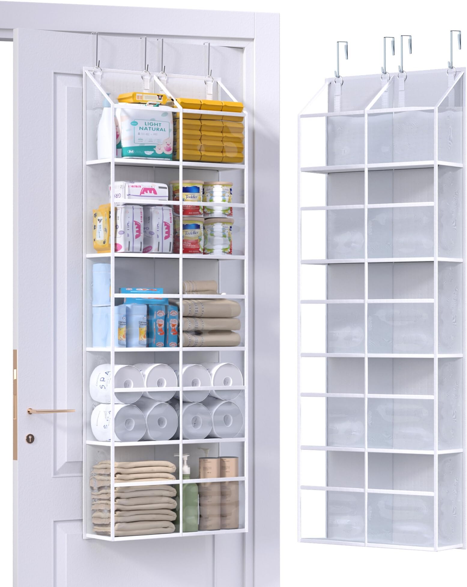 Amazon.com: ALLTIDYUP Clear Over The Door Organizer 5 Shelf, Door ...