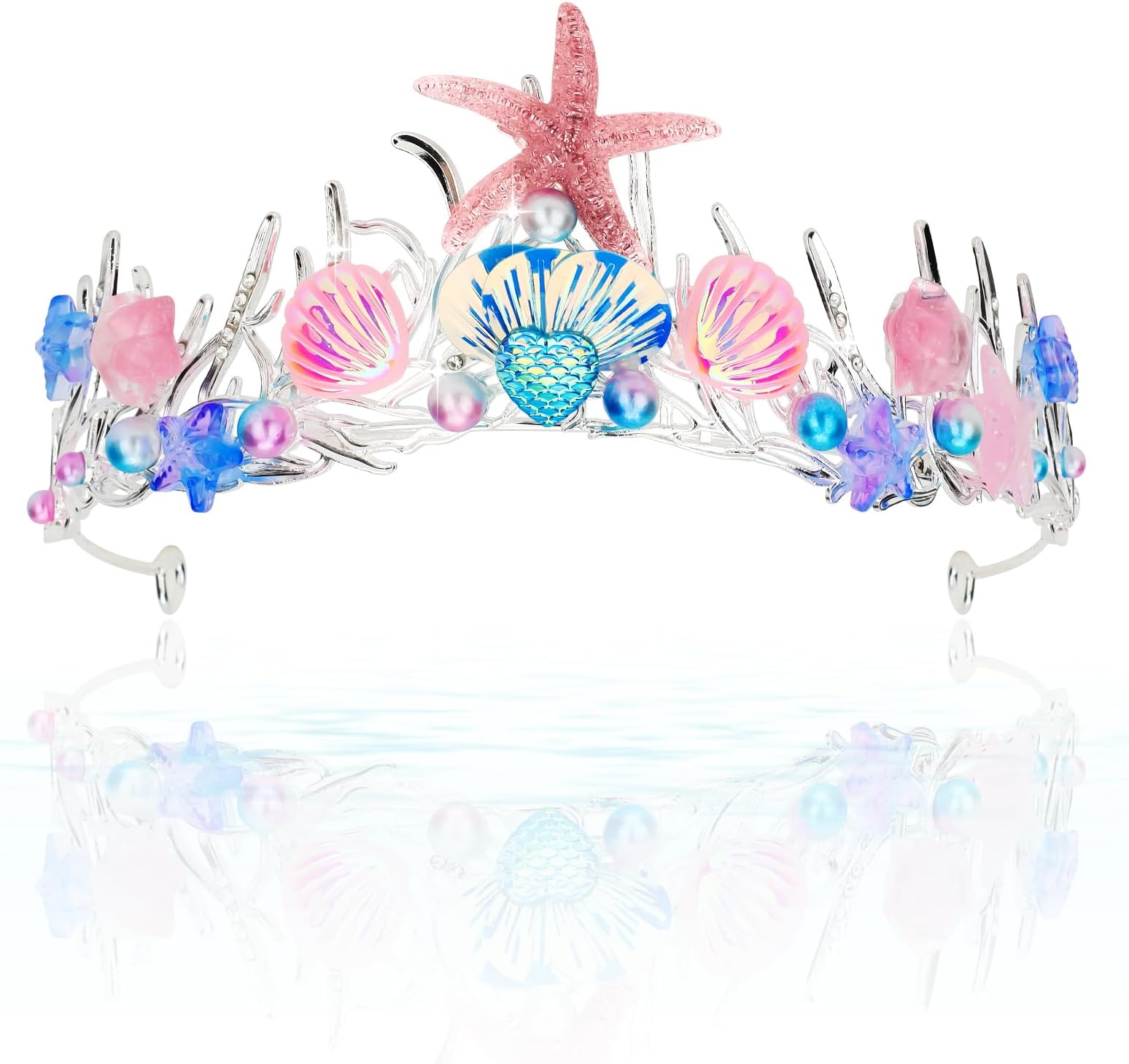Amazon.com : Mermaid Tiara for Women Pearl Mermaid Crown Adult Mermaid ...