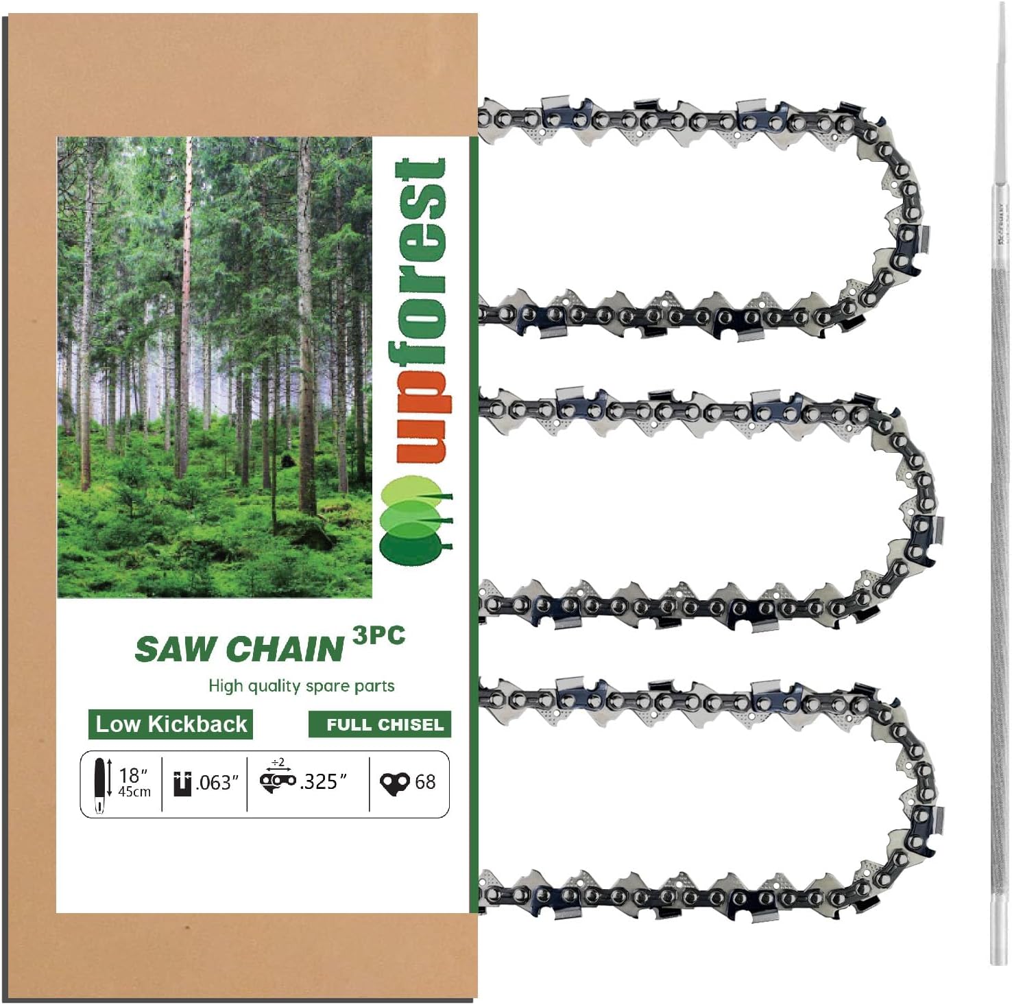 Amazon.com: UPFOREST 18 Inch Chainsaw Chain .325" Pitch, 063" Gauge, 68 ...