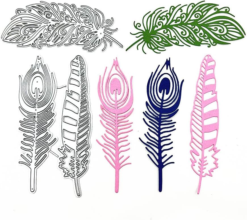 Amazon.com: Metal 3pcs Feather Die Cuts, Feathers Leaf Cutting Die DIY ...