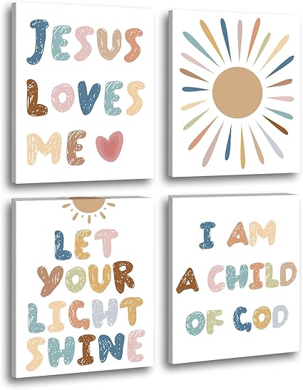 Amazon.com: LNLAGBO Kids Bible Verses Wall Decor,Scripture Wall Art ...