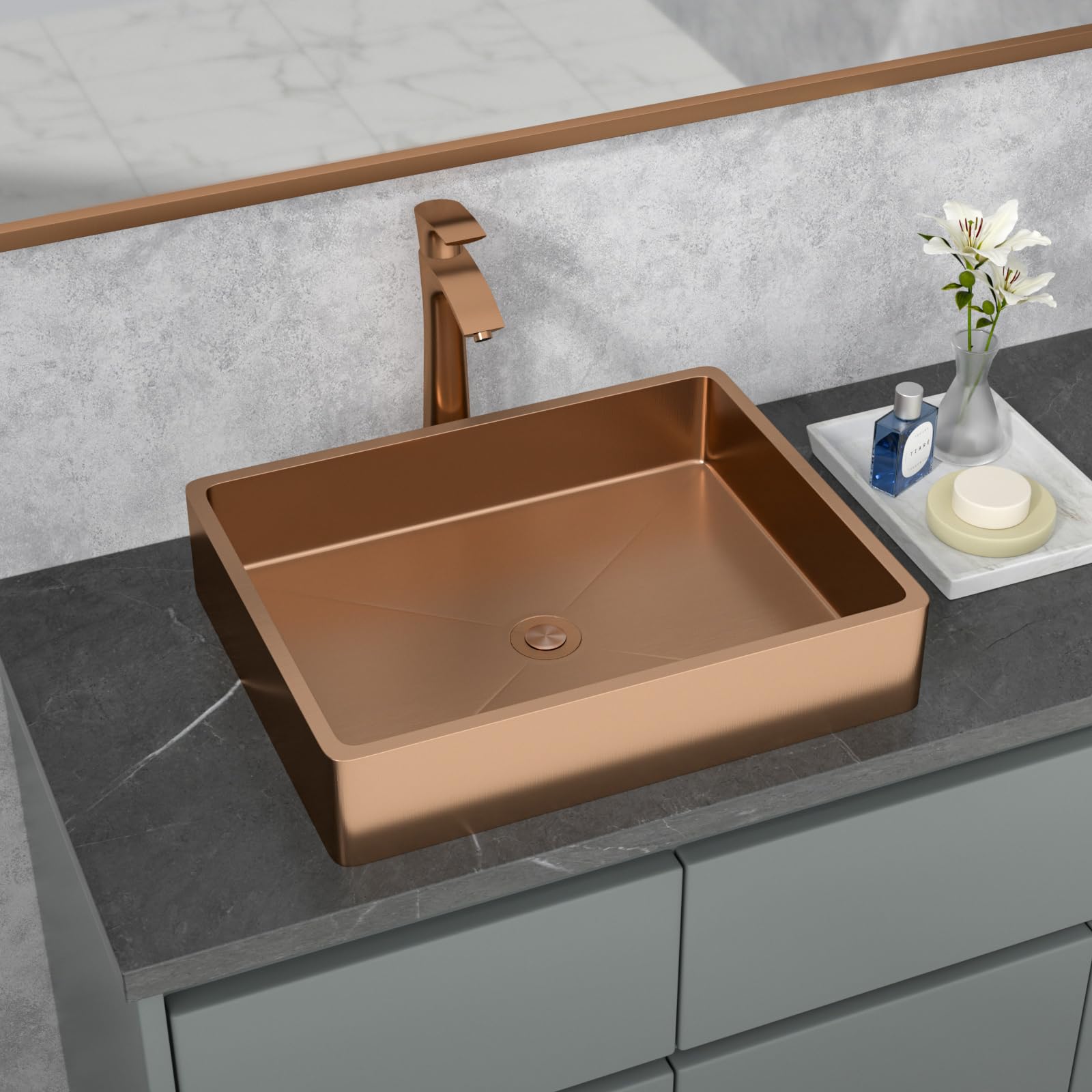 Snapklik.com : Sarlai Rectangular Vessel Sink Stainless Steel - 19" X ...