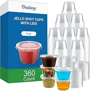 Amazon.com: Dealusy 360 Set 4 oz Jello Shot Cups with Lids, Sturdy ...