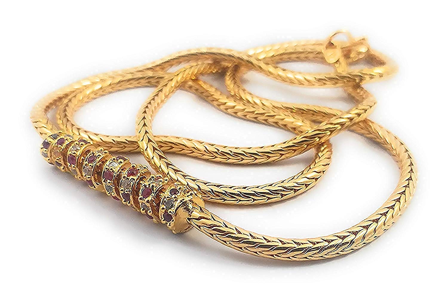 AFJ GOLD Copper Gold Plated and American Diamond Chain for Women ...